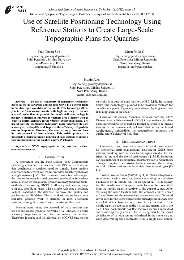 (PDF) Use of Satellite Positioning Technology Using Reference Stations to Create Large-Scale ...