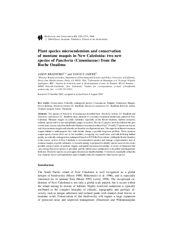 (PDF) Plant species microendemism and conservation of montane maquis in ...