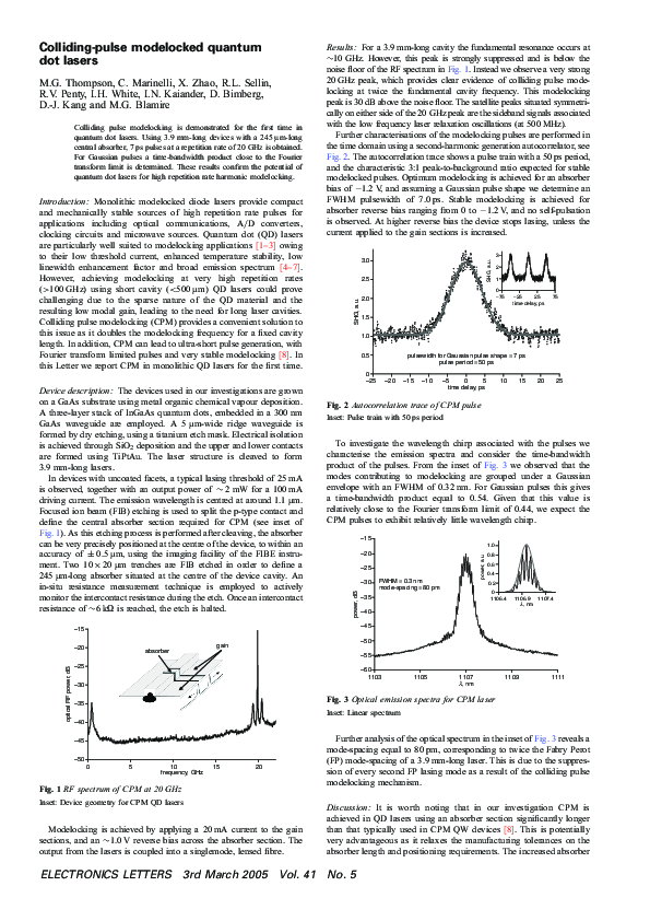 (PDF) Colliding-pulse modelocked quantum dot lasers