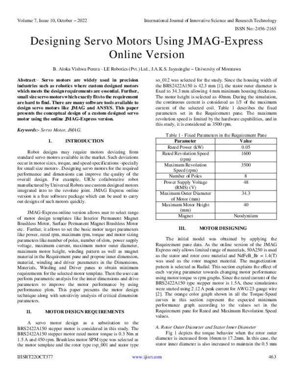 (PDF) Designing Servo Motors Using JMAG-Express Online Version