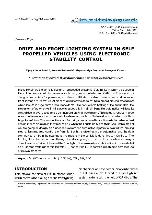 (PDF) Drift And Front Lighting System In Self Propelled Vehicles Using ...