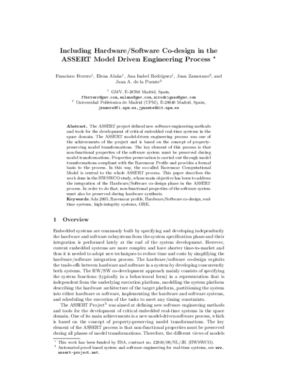 (PDF) Including hardware/software co-design in the ASSERT model driven ...