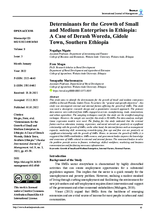 (PDF) Determinants for the Growth of Small and Medium Enterprises in ...
