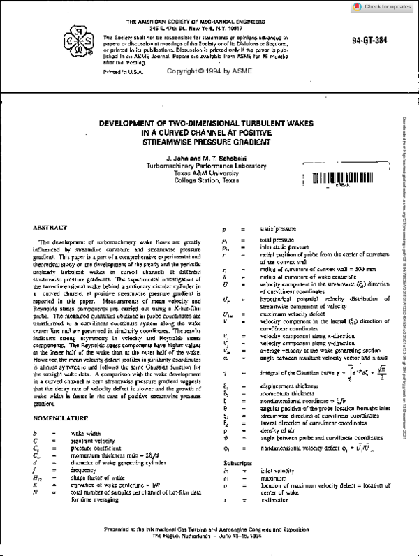 (PDF) Development of a Two-Dimensional Turbulent Wake in a Curved ...