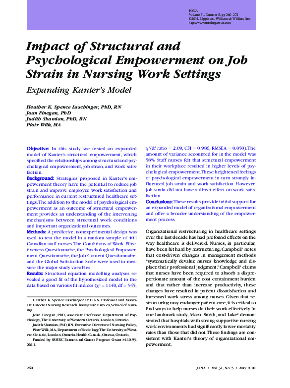 (PDF) Impact of Structural and Psychological Empowerment on Job Strain ...