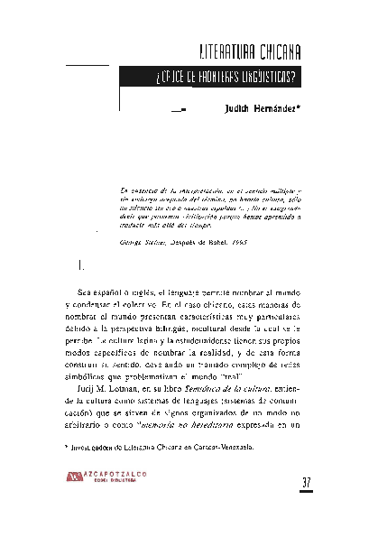 (PDF) Literatura chicana : ¿cruce de fronteras lingüísticas?