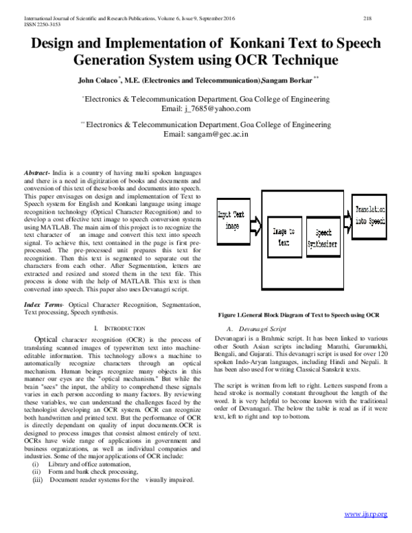(PDF) Design and Implementation of Konkani Text to Speech Generation ...