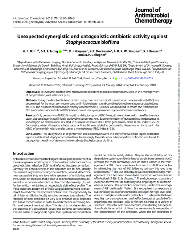 (PDF) Unexpected synergistic and antagonistic antibiotic activity ...