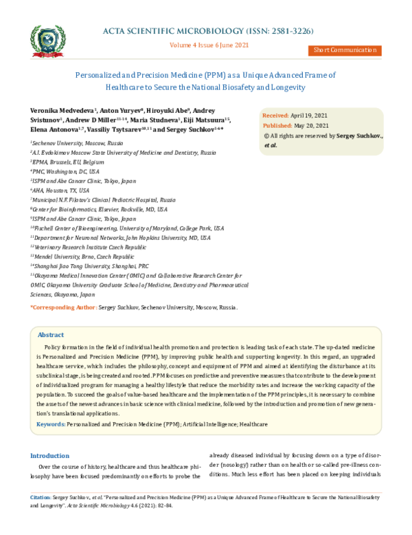 (PDF) Personalized and Precision Medicine (PPM) as a Unique Advanced ...