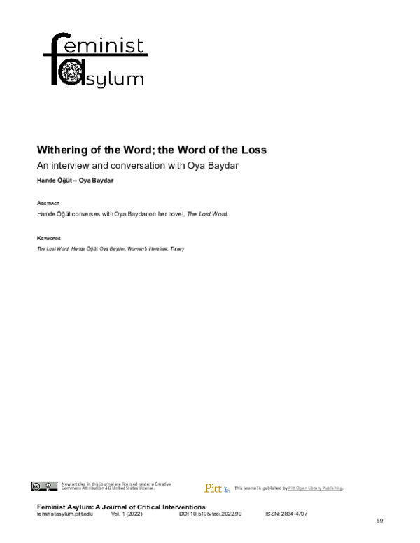 (PDF) Withering of the Word; the Word of the Loss