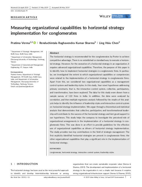 (PDF) Measuring organizational capabilities to horizontal strategy ...