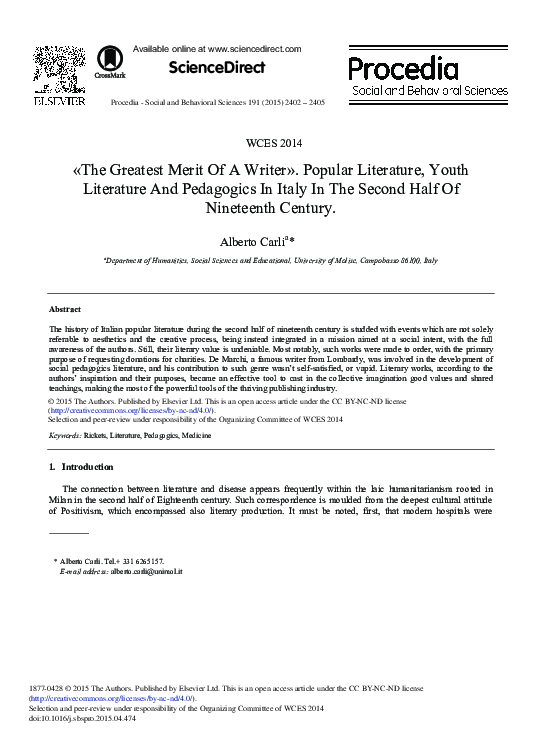 (PDF) «The Greatest Merit of a Writer». Popular Literature, Youth ...