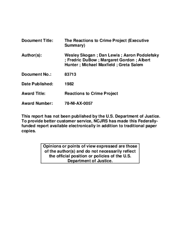 (PDF) The Reactions to Crime Project