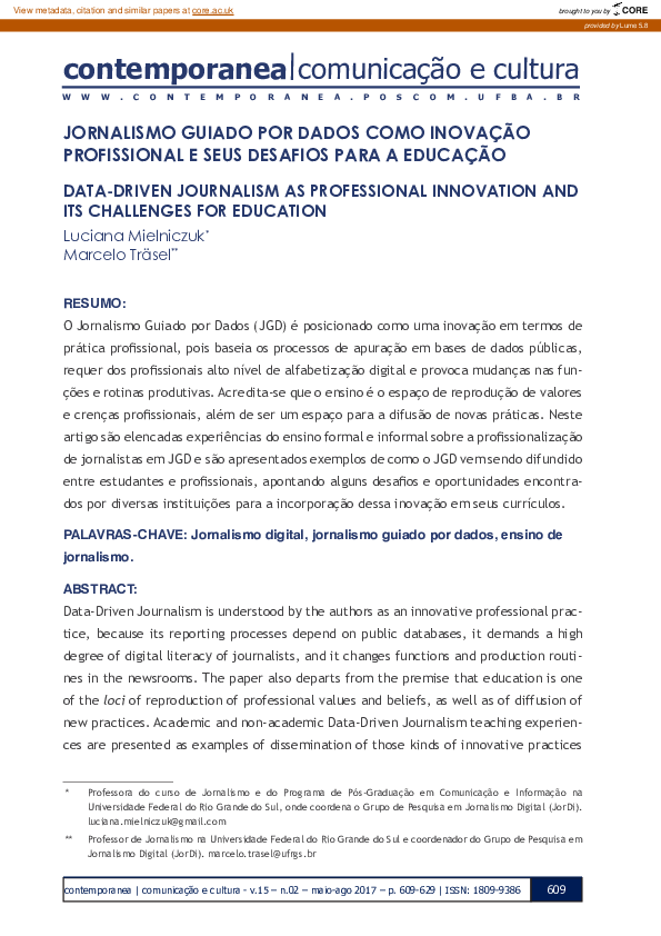 (PDF) Data-driven journalism as professional innovation and its ...