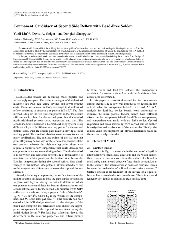 (PDF) Component Candidacy of Second Side Reflow with Lead-Free Solder ...