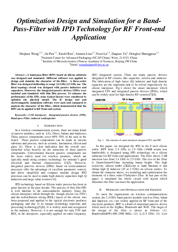 (PDF) Optimization design and simulation for a band-pass-filter with ...
