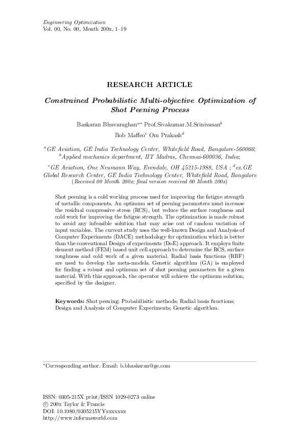 (PDF) Constrained probabilistic multi-objective optimization of shot ...