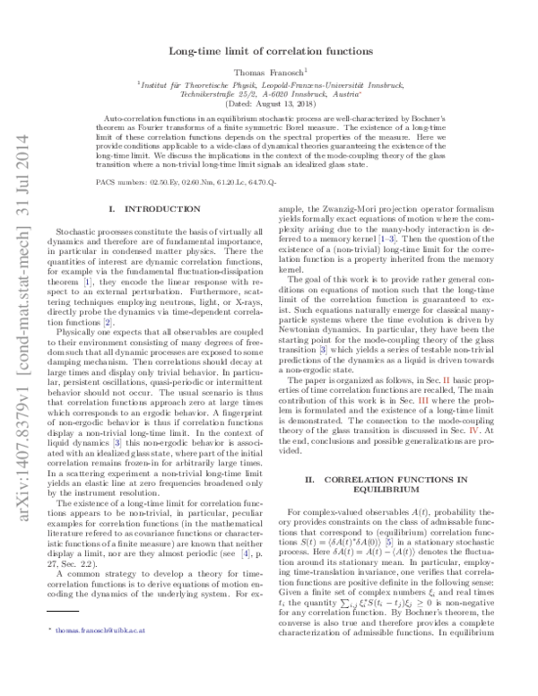(PDF) Long-time limit of correlation functions