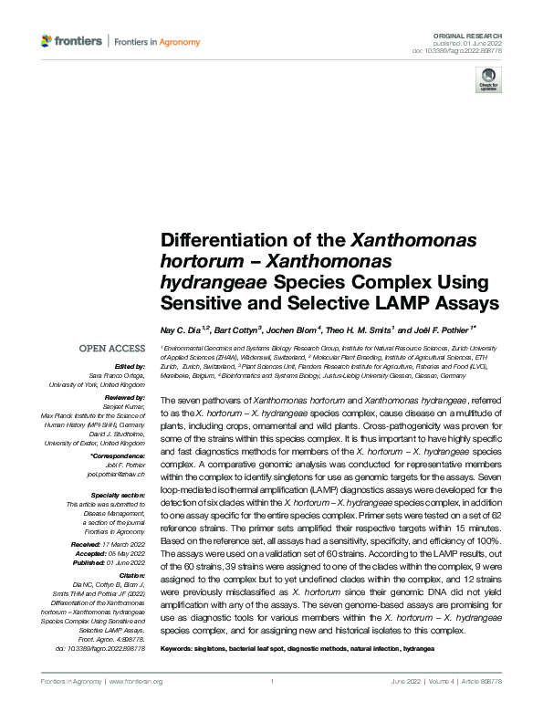 (PDF) Differentiation of the Xanthomonas hortorum – Xanthomonas ...