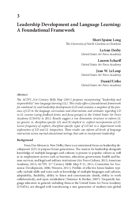(PDF) Leadership Development and Language Learning: A Foundational ...