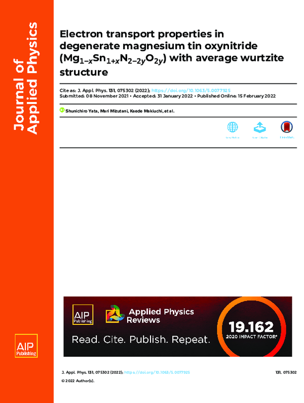 (PDF) Electron transport properties in degenerate magnesium tin ...