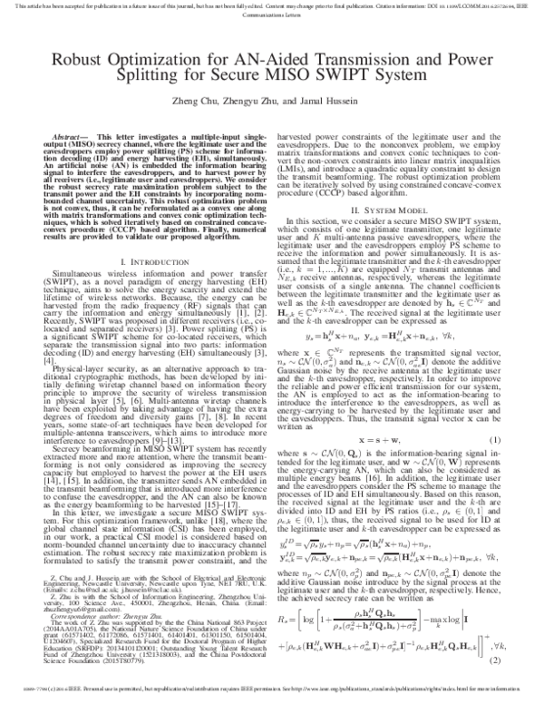 Robust Optimization For An Aided Transmission And Power Splitting For Secure Miso Swipt System