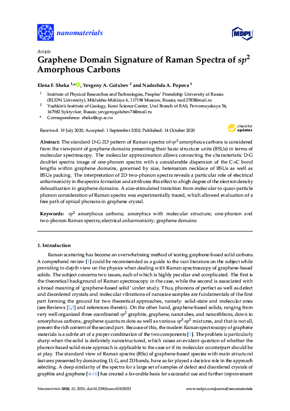 (PDF) Graphene Domain Signature of Raman Spectra of sp2 Amorphous Carbons