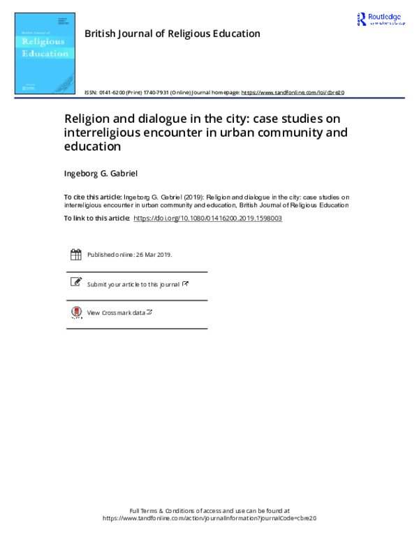 (PDF) Religion and dialogue in the city: case studies on interreligious ...