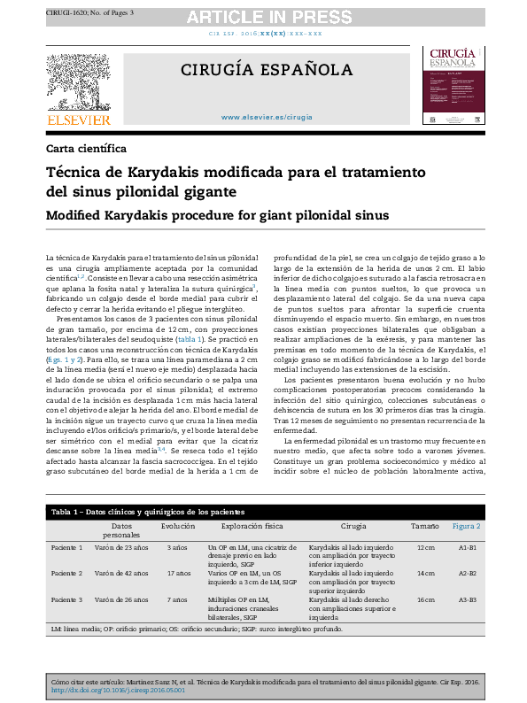 (PDF) Técnica de Karydakis modificada para el tratamiento del sinus ...