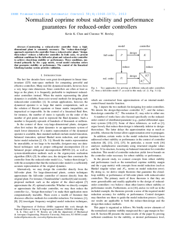 (PDF) Normalized Coprime Robust Stability and Performance Guarantees ... (PDF) Normalized Coprime Robust Stability and Performance Guarantees ...