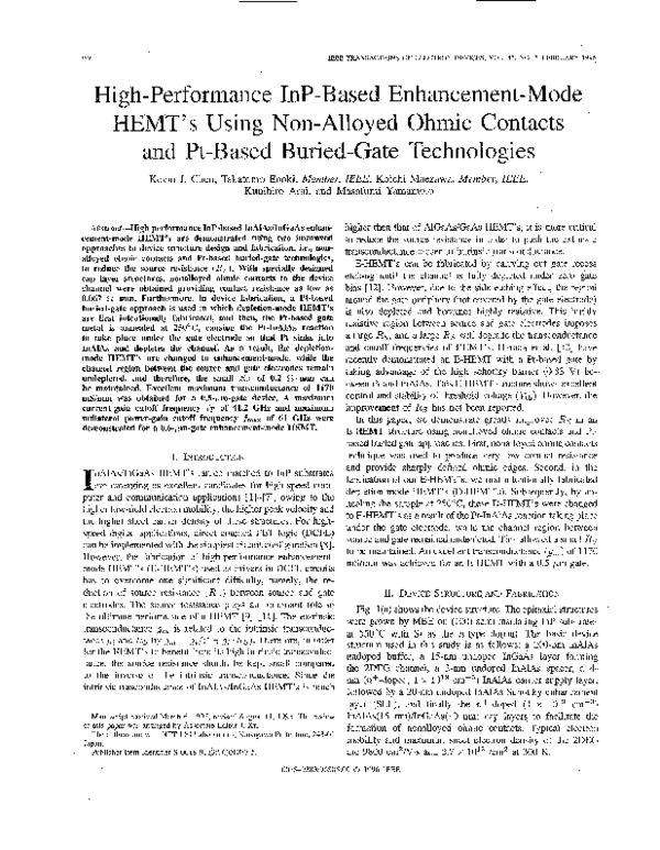 (PDF) High-performance InP-based enhancement-mode HEMTs using non ...