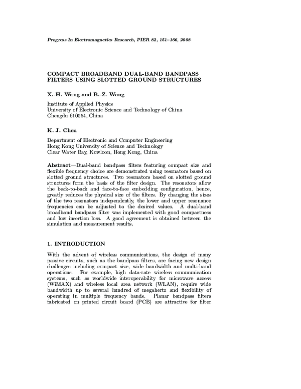 (PDF) Compact Broadband Dual-Band Bandpass Filters Using Slotted Ground ...