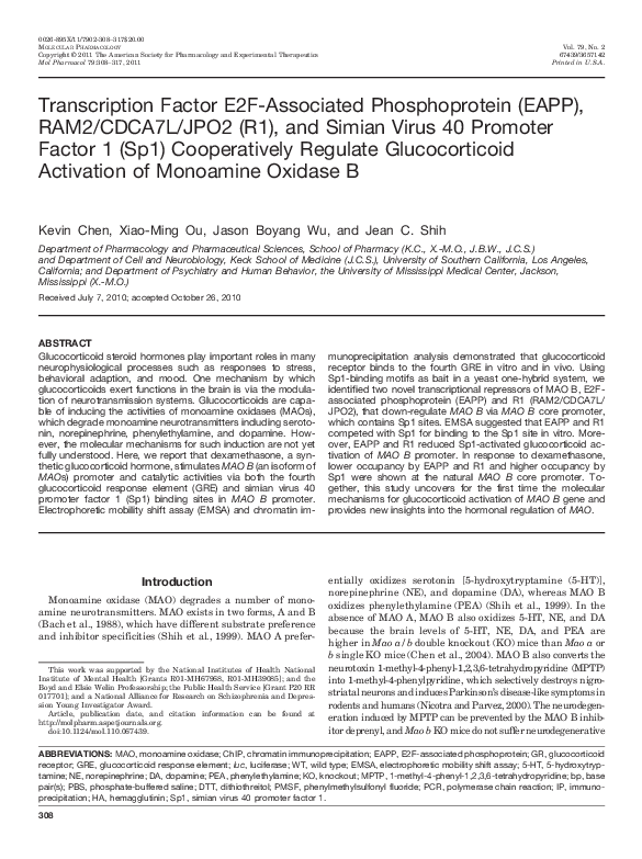 (PDF) Transcription Factor E2F-Associated Phosphoprotein (EAPP), RAM2/CDCA7L/JPO2 (R1), and ...