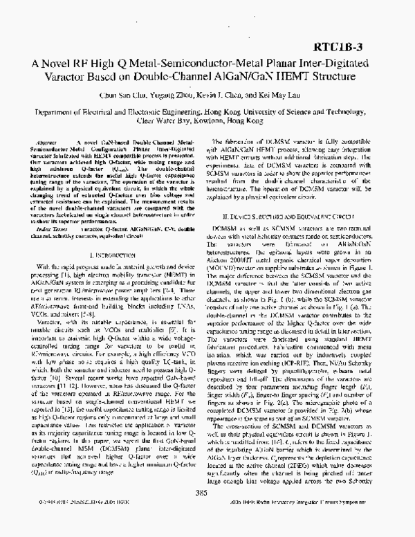 (PDF) A novel RF high-Q metal-semiconductor-metal planar inter-digitated varactor based on ...