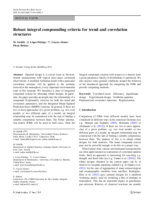 (PDF) Robust integral compounding criteria between trend and correlation structures