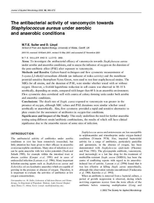 (PDF) The antibacterial activity of vancomycin towards Staphylococcus ...