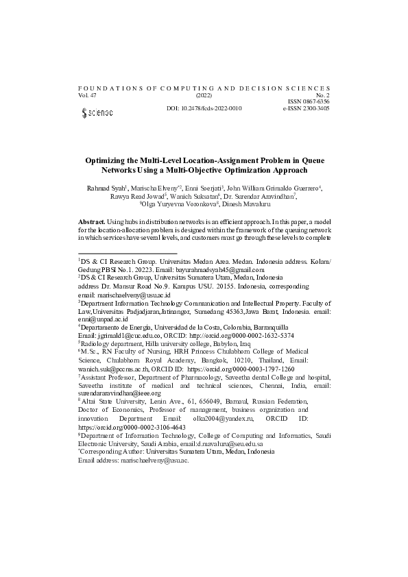 (PDF) Optimizing the Multi-Level Location-Assignment Problem in Queue Networks Using a Multi ...