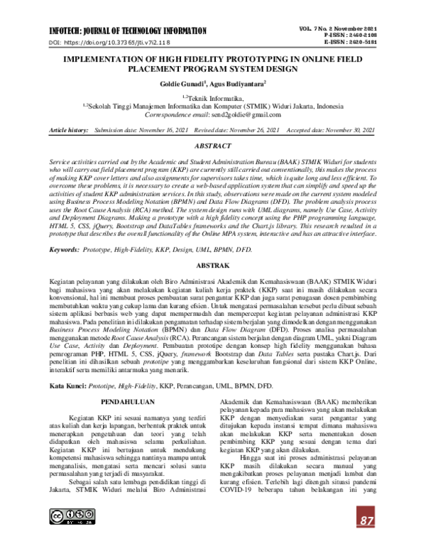 (PDF) Implementation of High Fidelity Prototyping in Online Field ...