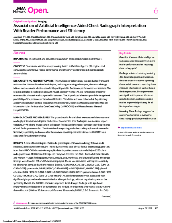 (PDF) Association of Artificial Intelligence–Aided Chest Radiograph ...