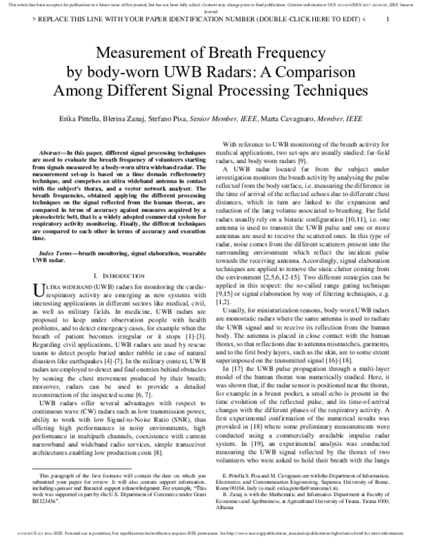 (PDF) Measurement of Breath Frequency by Body-Worn UWB Radars: A ...
