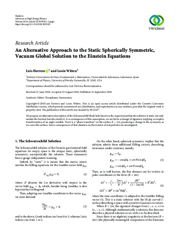 (PDF) An Alternative Approach to the Static Spherically Symmetric, Vacuum Global Solution to the ...