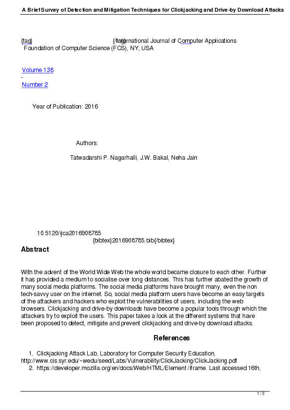 (PDF) A Brief Survey of Detection and Mitigation Techniques for ...