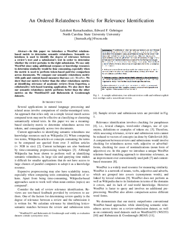(PDF) An Ordered Relatedness Metric for Relevance Identification