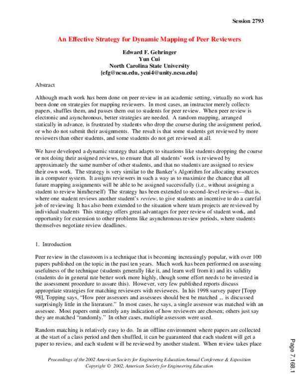 (PDF) An Effective Strategy For Dynamic Mapping Of Peer Reviewers