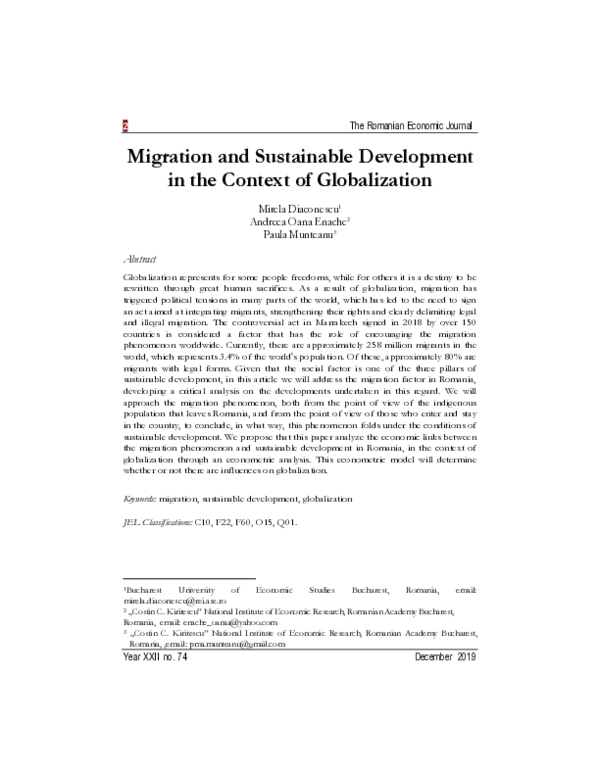 (PDF) Migration and Sustainable Development in the Context of Globalization