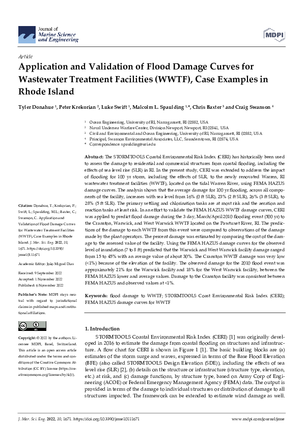 (PDF) Application and Validation of Flood Damage Curves for Wastewater ...