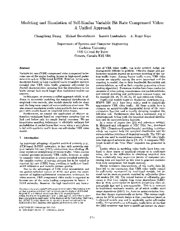 Pdf Modeling And Simulation Of Self Similar Variable Bit Rate