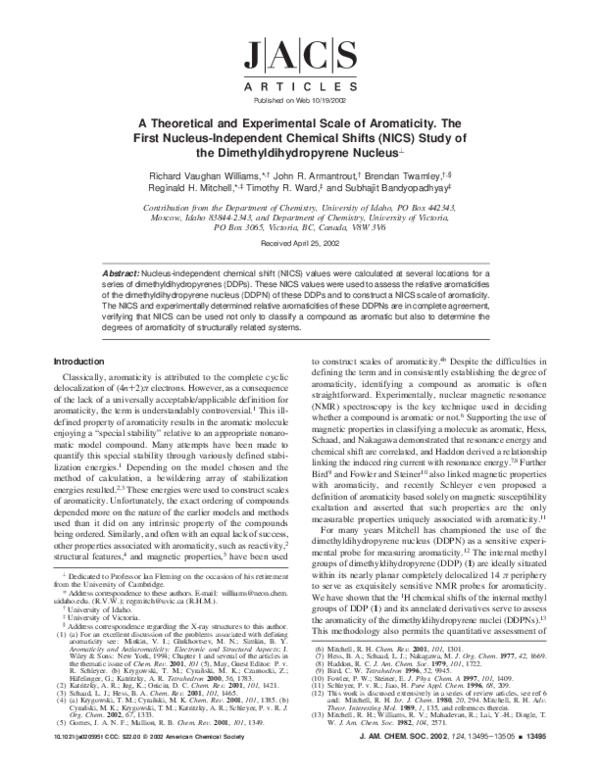 (PDF) A Theoretical and Experimental Scale of Aromaticity. The First ...