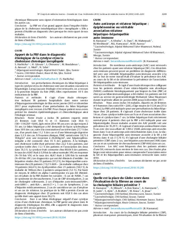 (PDF) Apport de la PBF dans le diagnostic étiologique de la cytolyse et ...