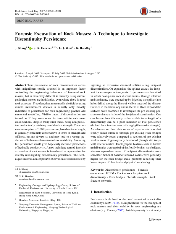 (PDF) Forensic Excavation of Rock Masses: A Technique to Investigate ...
